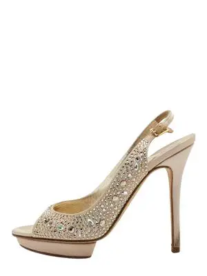 GINA 120mm Crystal-embellished Sandals - Neutrals