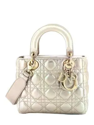 Dior Pre-owned Metallic Cannage Quilt Leather Lady Bag - Gold
