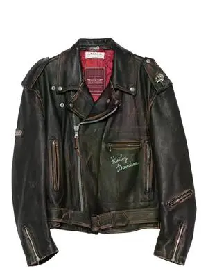 A.N.G.E.L.O. VINTAGE CULT 2000s Embroidered Leather Jacket - Brown