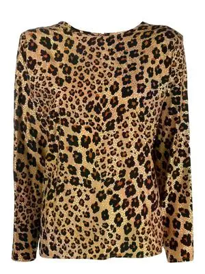 Saint Laurent 1990s Leopard-print Silk Top - Neutrals