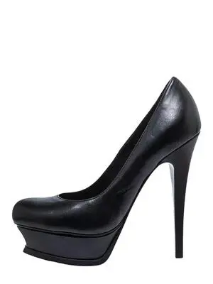 Saint Laurent 135mm Tribute Platform Leather Pumps - Black