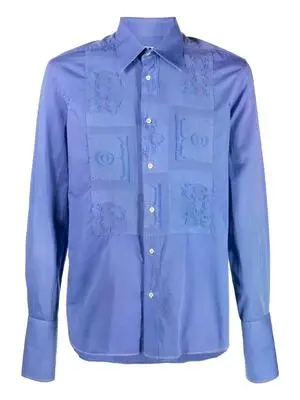 Gianfranco Ferre 2000s Embroidered Patches Shirt - Blue