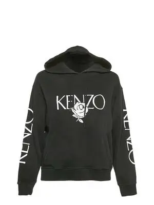 Kenzo Rose-embroidered Hoodie - Black