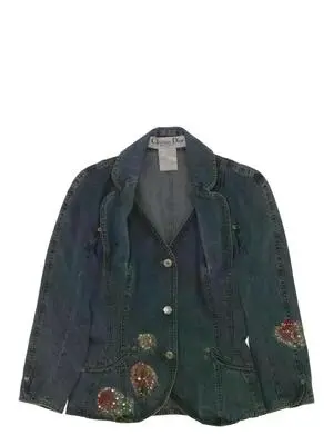 Dior Pre-owned 2010s Floral-appliqué Denim Jacket - Blue