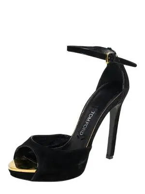 TOM FORD 120mm Suede Platform Sandals - Black