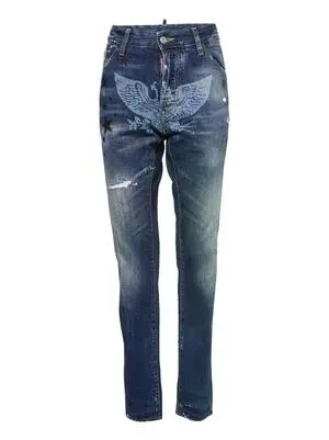 Dsquared2 Distressed Straight-leg Jeans - Blue