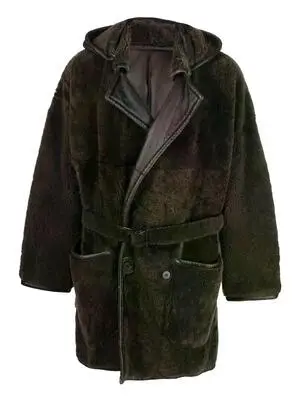 Gianfranco Ferre 1990s Shearling Hooded Coat - Brown