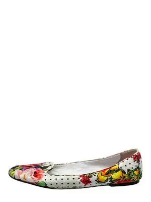 Dolce & Gabbana Floral-print Ballerina Flats - White