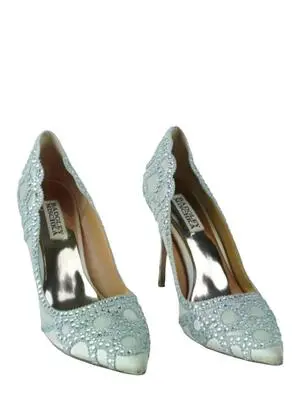 Badgley Mischka 110mm Embellished Satin Pumps - Neutrals