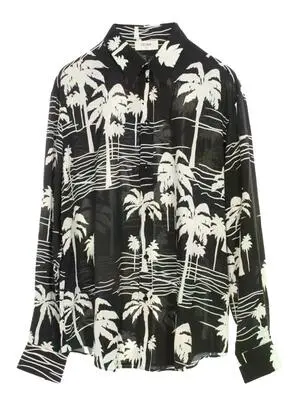Celine 2010s Palm Tree-print Shirt - Black