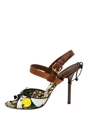 LOUIS VUITTON 105mm Lemon-print Ankle-strap Sandals - Brown