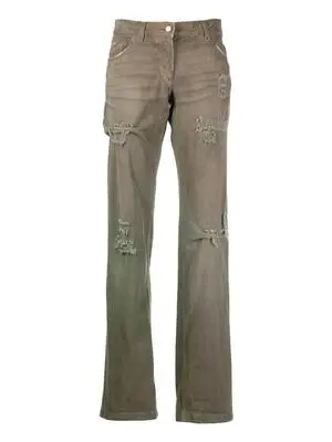 Dolce & Gabbana 2000s Ripped-effect Straight-leg Trousers - Neutrals