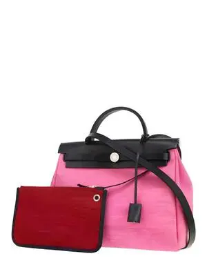Hermès Colour-block Canvas Handbag - Pink