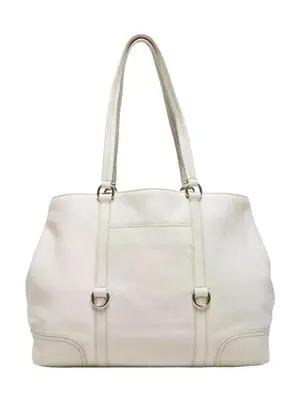 Prada 2000-2005s Triangle-logo Leather Tote Bag - White