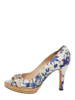 Gucci 80mm Floral-print Platform Pumps - White