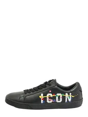 Dsquared2 Logo-print Leather Sneakers - Black