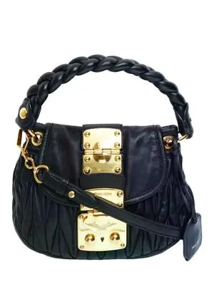 Miu Miu 2000s Matelassé Braided-handle Shoulder Bag - Black