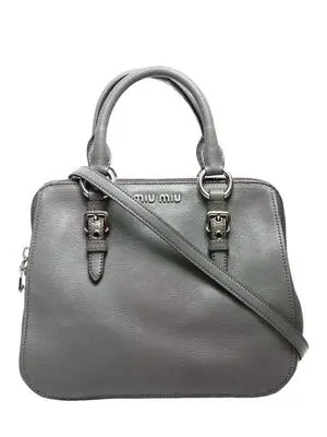Miu Miu Logo-lettering Handbag - Grey