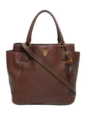 Prada 2000-2020 Leather Tote Bag - Brown