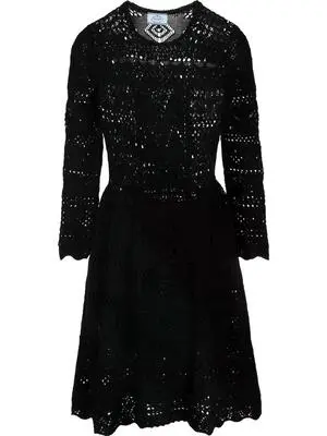 Prada Flared-skirt Crochet Dress - Black