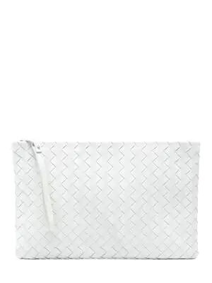 Bottega Veneta Nappa Intrecciato Wristlet Clutch Bag - White