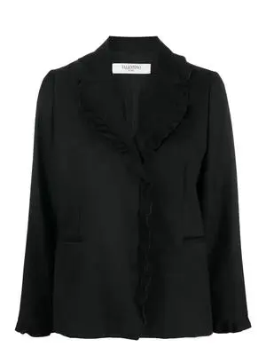 Valentino Garavani 2000s Ruffled Trim Blazer - Black