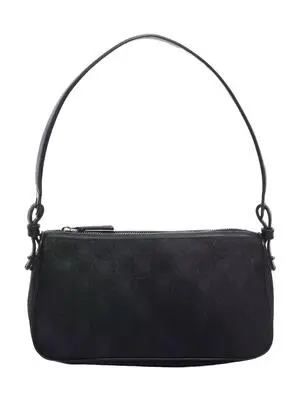 FERRAGAMO Gancini Pattern Canvas Shoulder Bag - Black