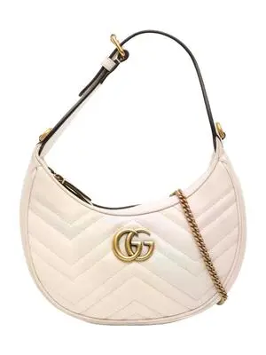 Gucci Mini Gg Marmont Half Moon Satchel - White