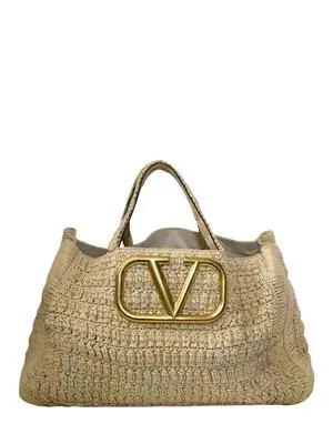 Valentino Garavani Vlogo Signature Crochet Tote Bag - Neutrals