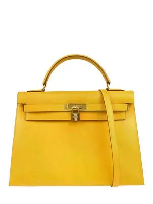 Hermès 1996 Kelly 32 Sellier Two-Way Handbag Yellow