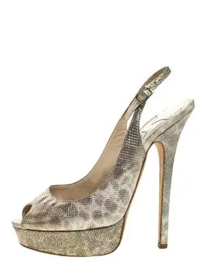 JIMMY CHOO 150mm Leopard-print Heeled Sandals - Metallic