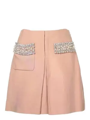 Miu Miu 2014 Crystal-embellished Skirt - Pink