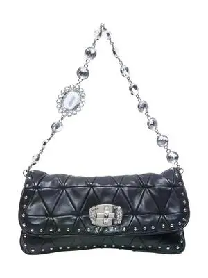 Miu Miu 2010 Crystal-embellished Shoulder Bag - Black