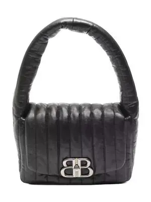 Balenciaga Monaco Quilted Logo-plaque Shoulder Bag - Black
