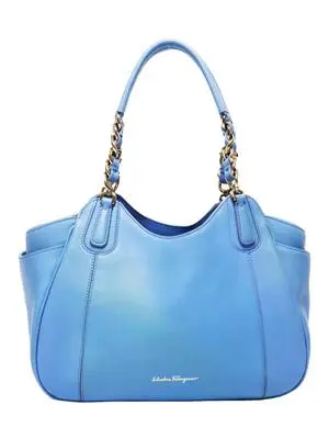 FERRAGAMO Melinda Chain-handle Leather Handbag - Blue