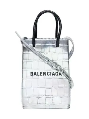 Balenciaga Crocodile-effect Mini Tote Bag - Grey