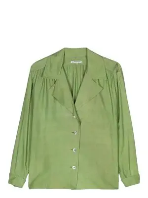 Saint Laurent Pre-owned 1970s Puff-sleeved Silk Shirt - Green