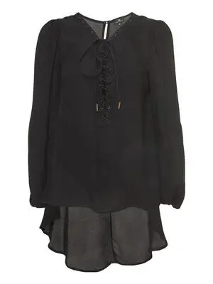 Elisabetta Franchi Lace-up High-low Blouse - Black