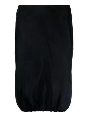 Prada 2000s Ruched Silk Skirt - Black