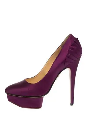 CHARLOTTE OLYMPIA 150mm Satin Platform Pumps - Purple