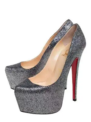 CHRISTIAN LOUBOUTIN 150mm Daffodile Glittered Platform Pumps - Silver