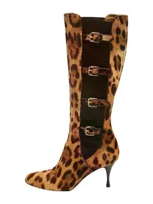 DOLCE & GABBANA Leopard-Print Knee-Length Boots