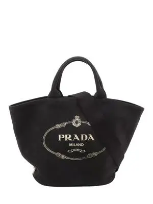 Prada 2010s Logo-print Top-handle Handbag - Black