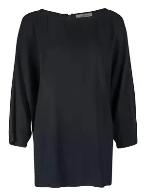 Valentino Garavani 2023 Quarter-sleeves Rounded-neckline Top - Black