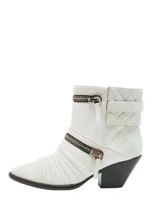 GIUSEPPE ZANOTTI Quilted Zip-detail Ankle Boots - White