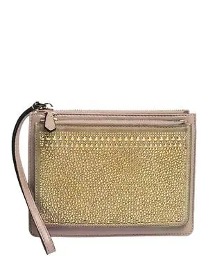 Valentino Garavani Stud-embellished Leather Clutch - Gold