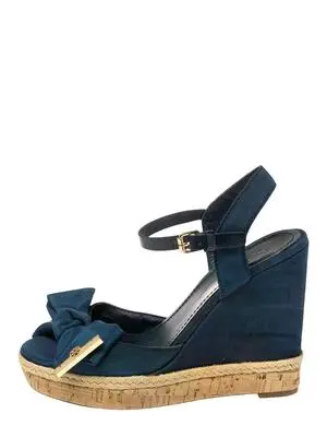 Tory Burch 115mm Bow-detail Wedge Sandals - Blue
