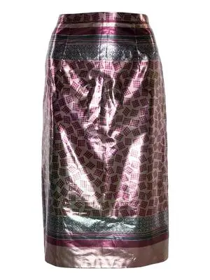 Burberry Metallic-finish Pencil Skirt - Pink