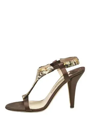 JIMMY CHOO 110mm Sequinned Sandals - Brown