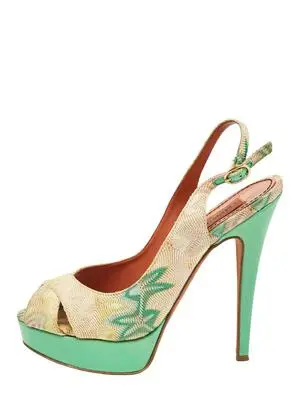 Missoni 135mm Platform Slingback Sandals - Green